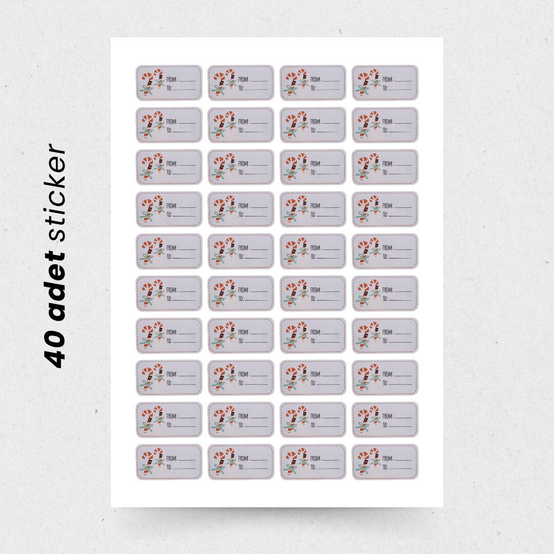 Roco Paper | Yılbaşı Yazılabilir Sticker Seti, Baston Şeker Desenli ...